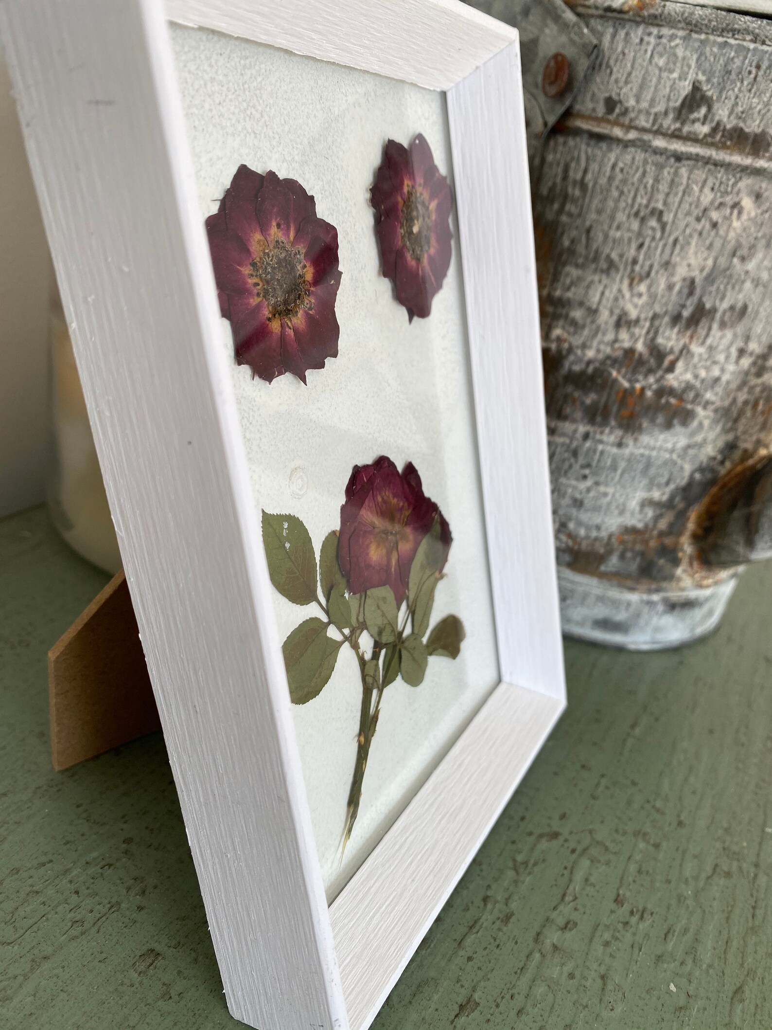 Dried miniature roses framed decor | Etsy