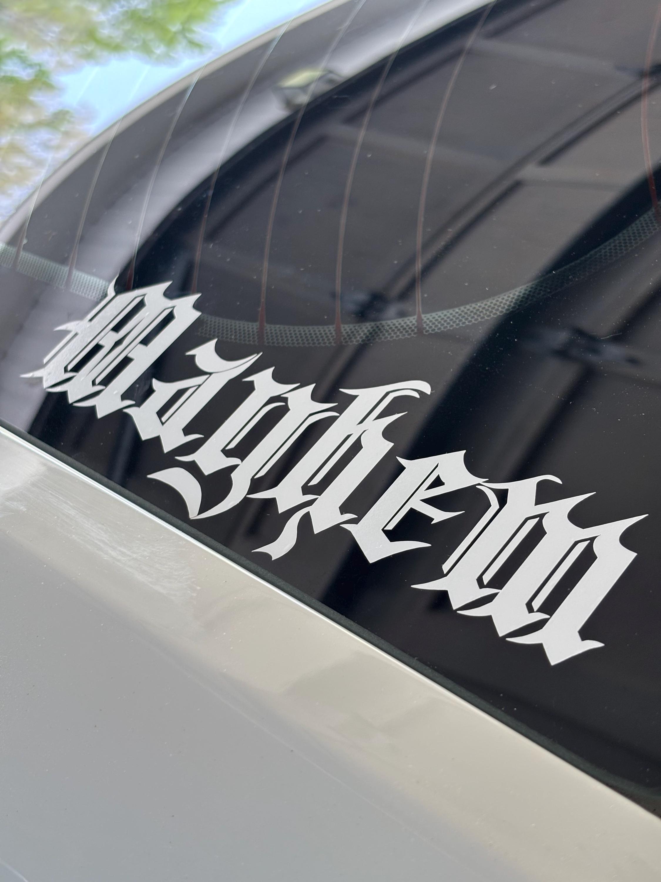 Mayhem - Gothic Lettering Vinyl Car Decal| Sticker | Windshield ...