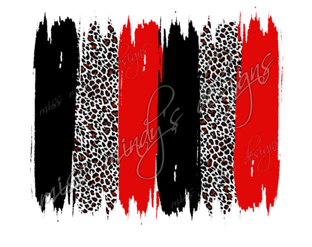 Brush Stroke, Red, Black, Animal Print, Cheetah, Leopard, Sublimation ...