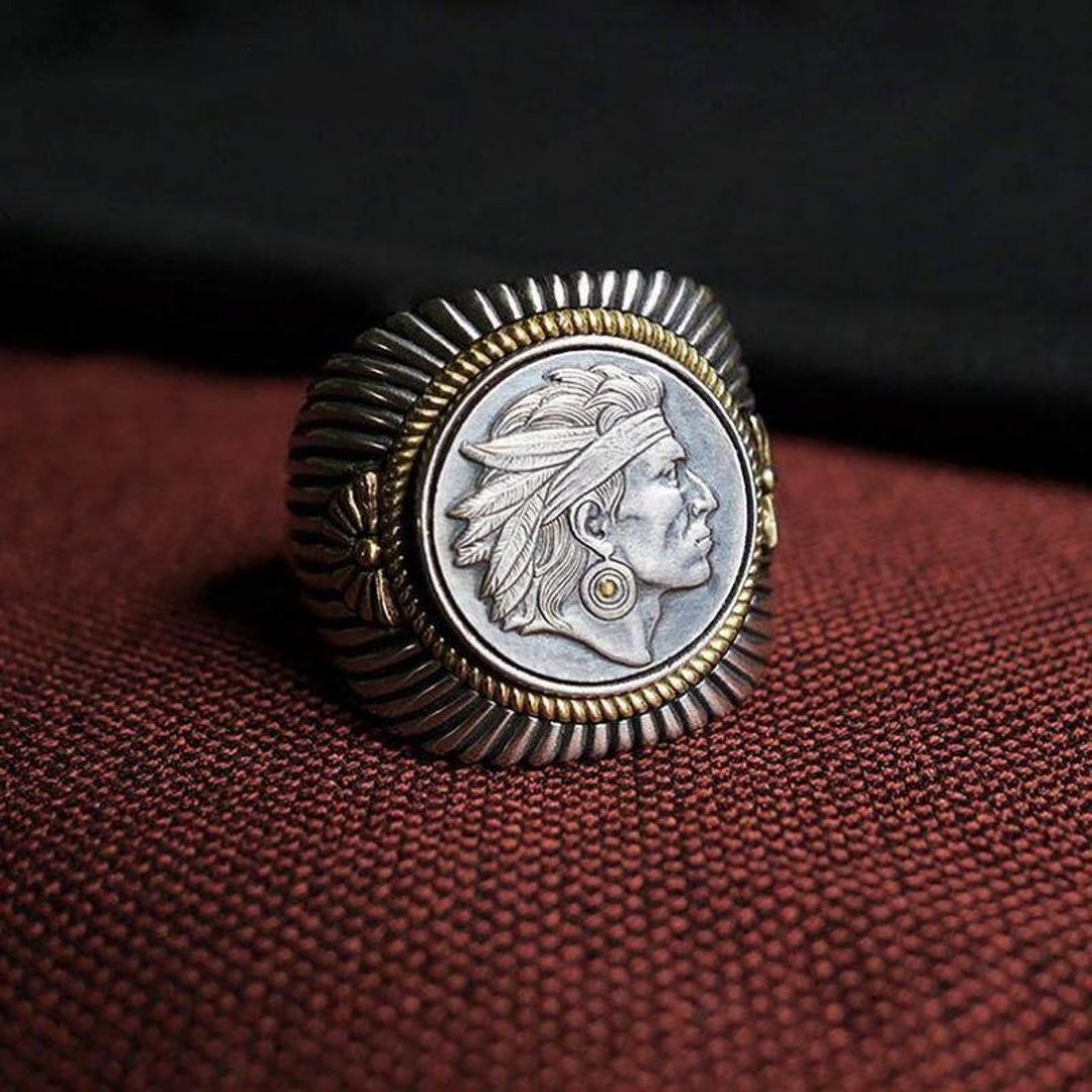 Indian Warrior Pattern Ring Indian Signet Ring Mexican Aztec Ring ...