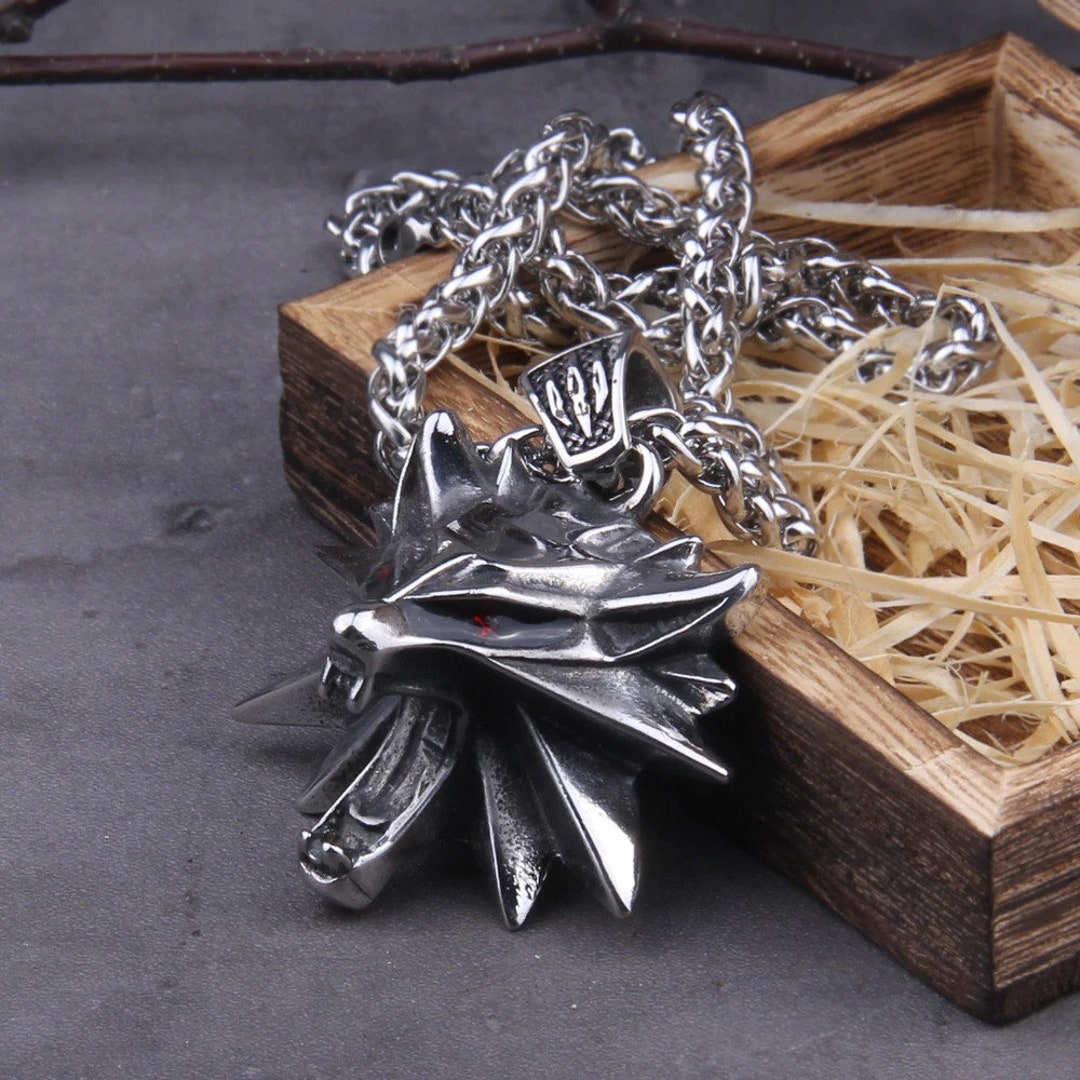 Wolf Head Pendant Necklace Witcher Jewelry Wizard Witcher Necklace - Etsy