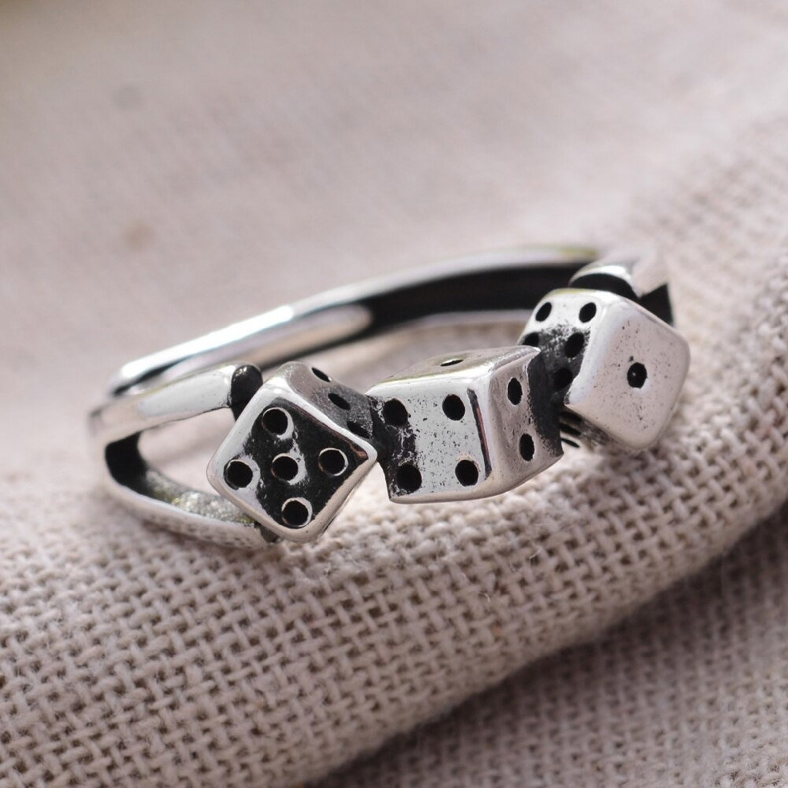 Silver Lucky Dice Ring Silver Dice Ring Dice Designed Ring - Etsy