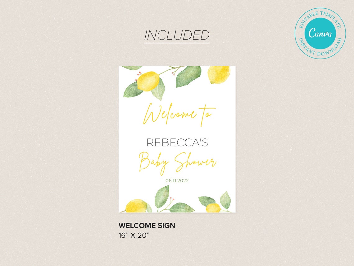 Lemon Welcome Sign Citrus Welcome Poster Lemon Baby Shower - Etsy