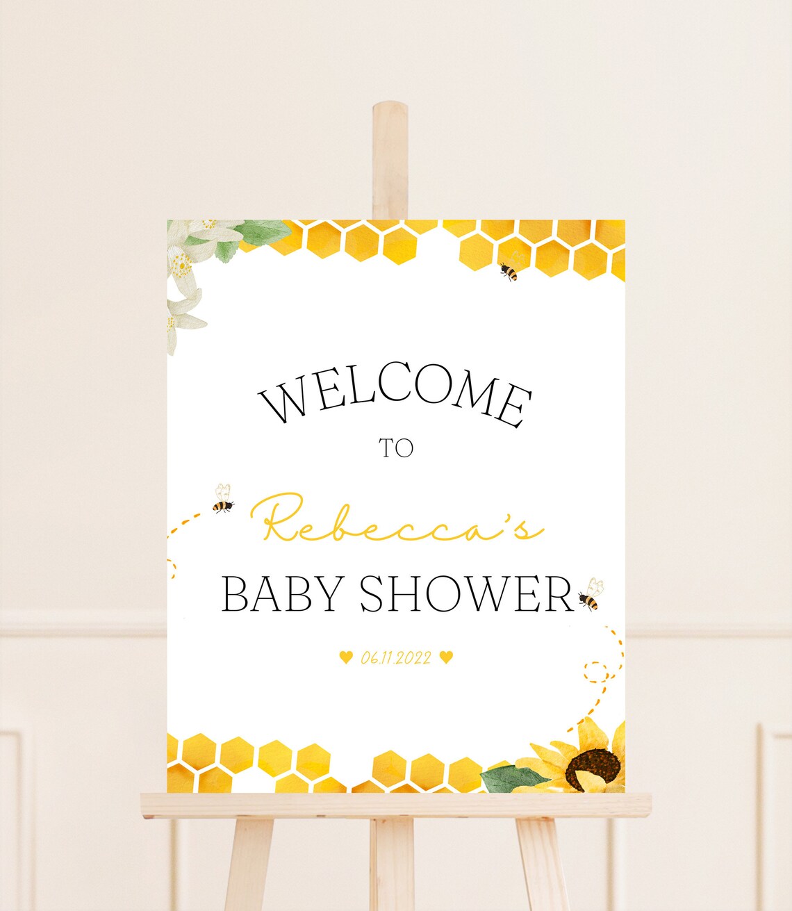 Honey Bee Baby Shower Welcome Sign Honeycomb Welcome Poster - Etsy