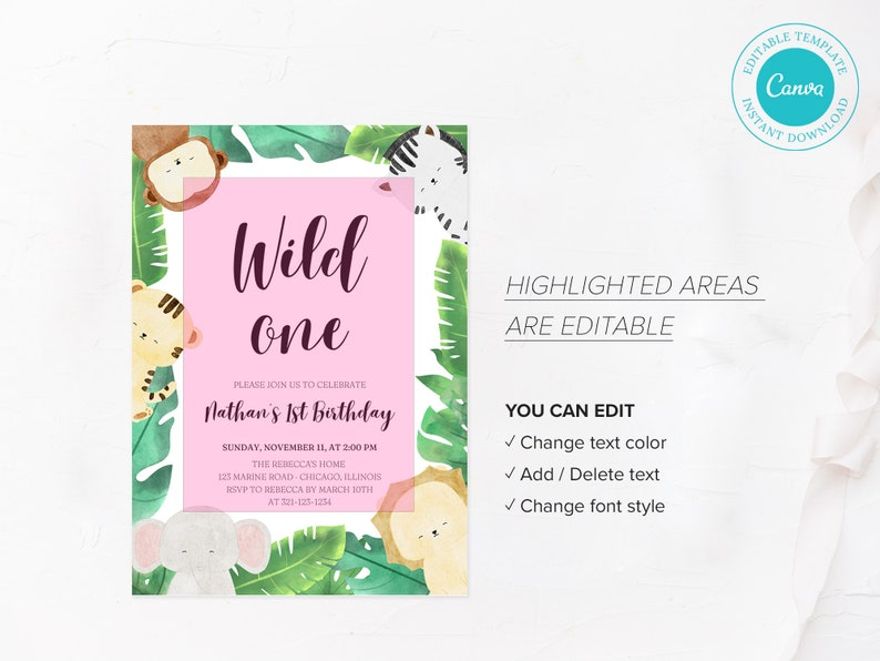 Editable Wild One Invitation Printable Birthday Invitation - Etsy