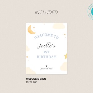 Moon & Star Birthday Welcome Sign, Printable Welcome Sign Cloud and ...