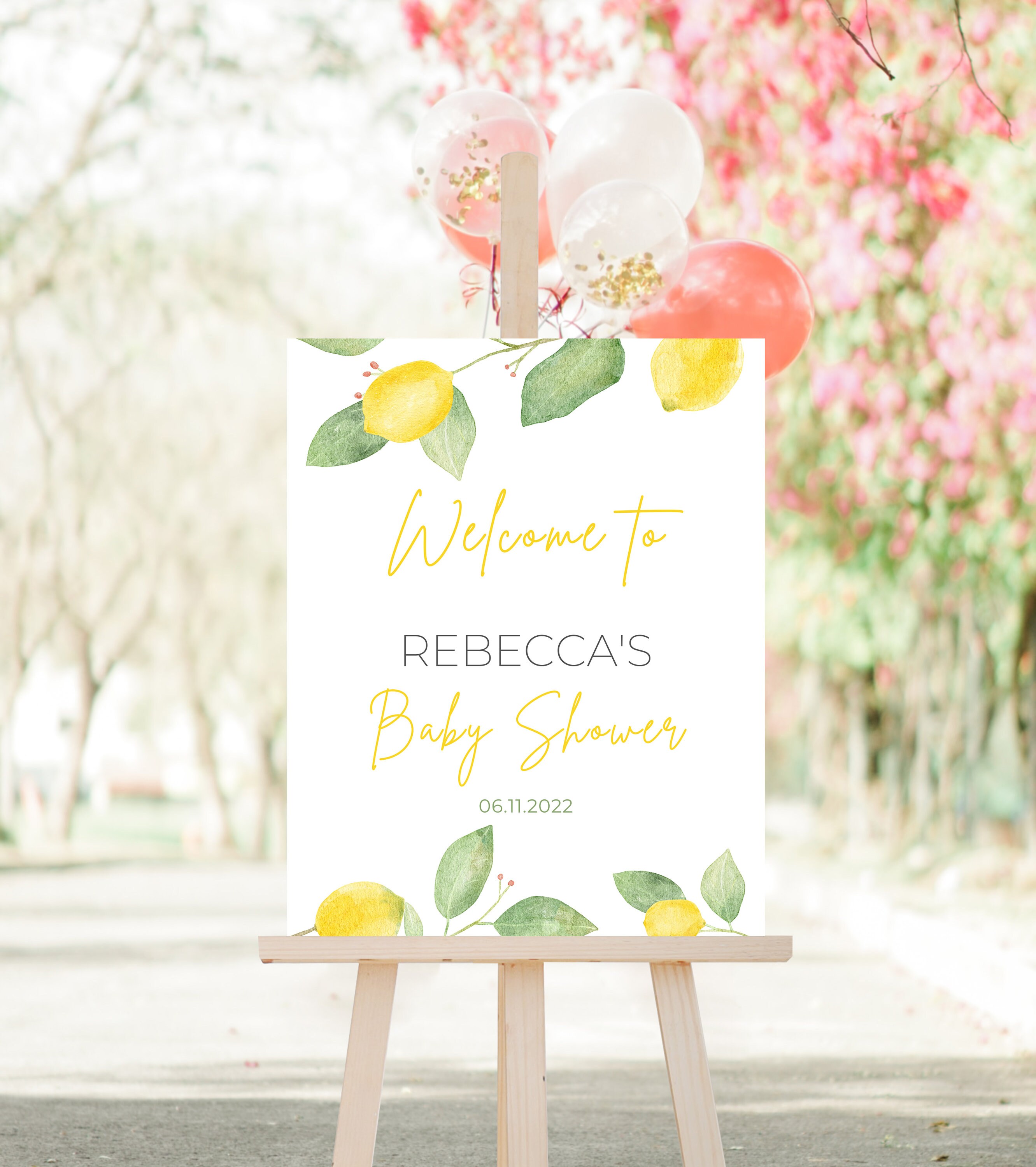 Lemon Welcome Sign, Citrus Welcome Poster, Lemon Baby Shower Decor ...