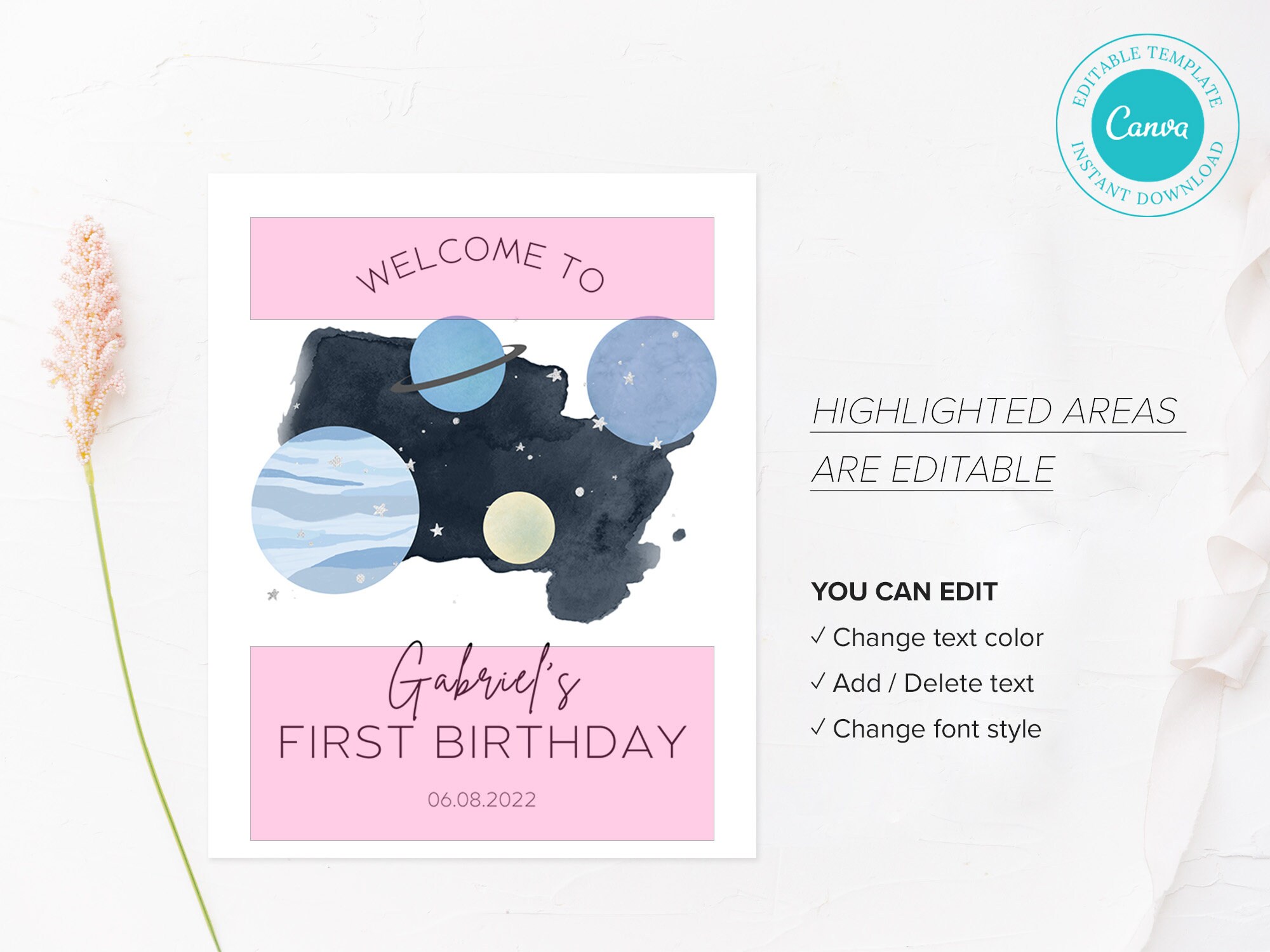 Space Welcome Sign Printable, Edit Yourself Online, Printable Welcome ...