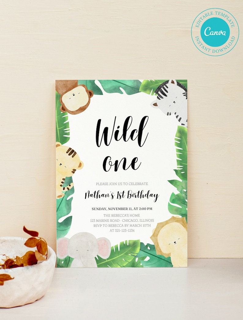 Editable Wild One Invitation Printable Birthday Invitation - Etsy
