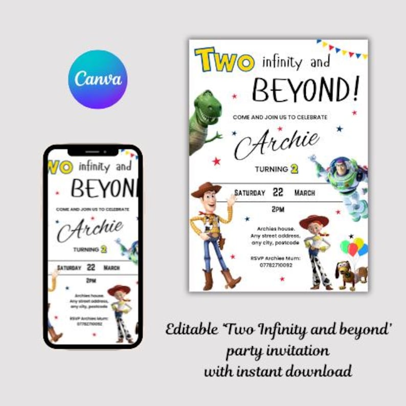 Editable Two Infinity and Beyond Digital Invitation - Etsy