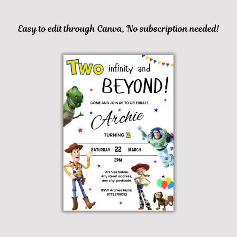 Editable Two Infinity and Beyond Digital Invitation - Etsy