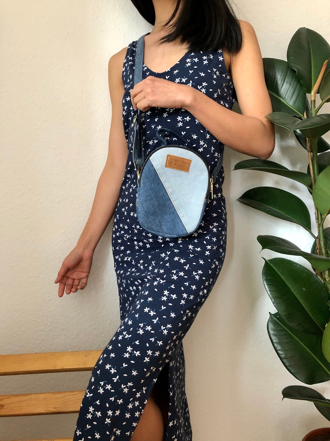 Denim Small Crossbody Bag. Upcycled Jean Small Bag. Handmade Handbag ...