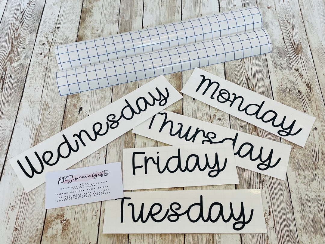 Individual Days of the Week Labels, Vinyl Decal Labels, Monday to ...