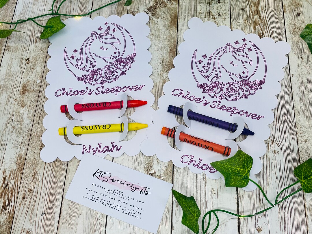Personalised Sleepover Colouring Pages. Unicorn Themed Slumber Party ...