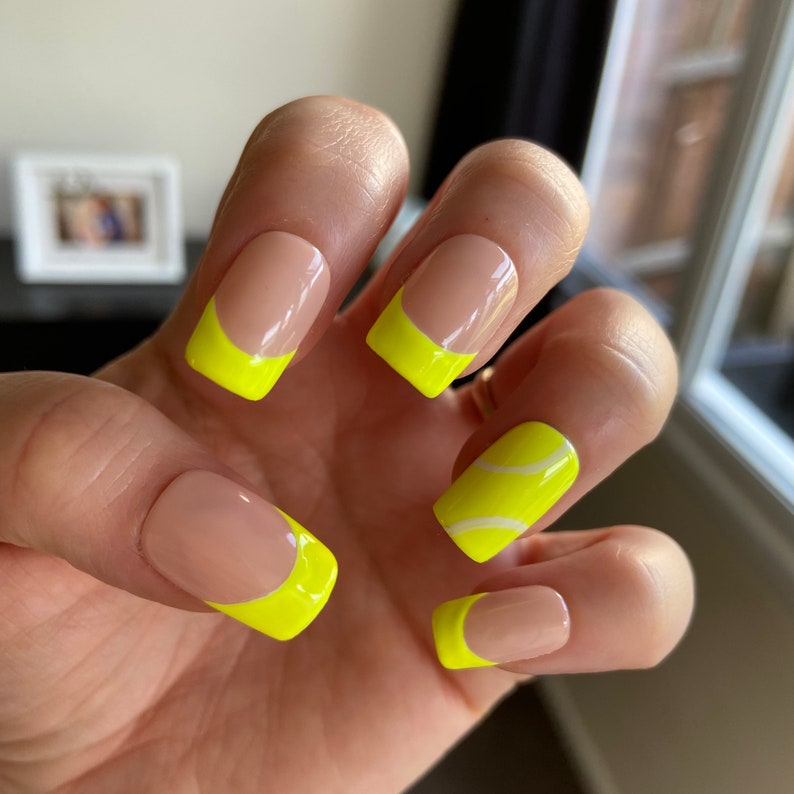 Wimbledon Tennis Themed French Manicure Hand Painted Press on Nails ...