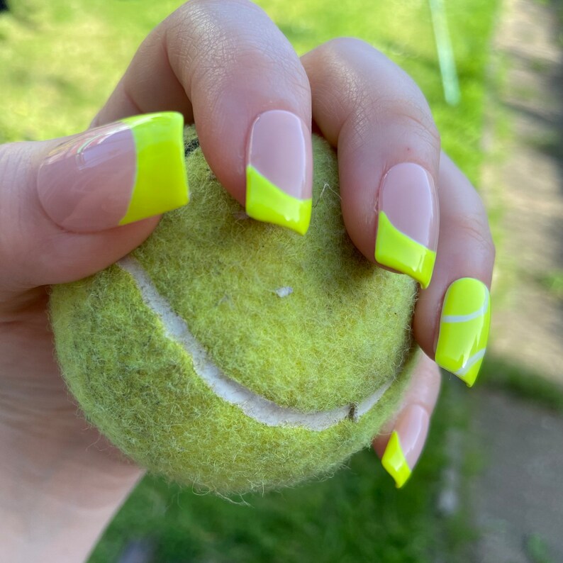 Wimbledon Tennis Themed French Manicure Hand Painted Press on Nails ...