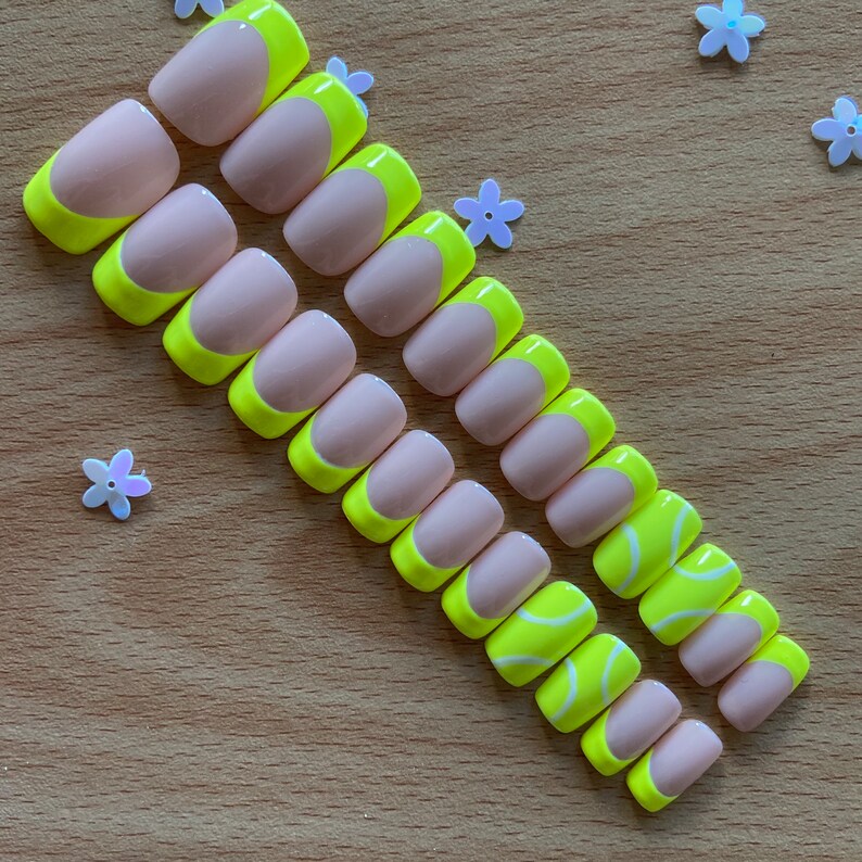 Wimbledon Tennis Themed French Manicure Hand Painted Press on Nails ...