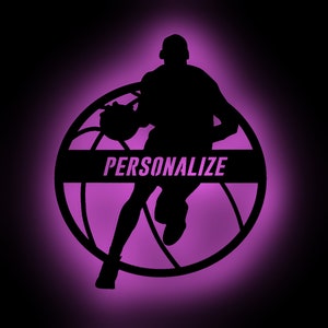 Personalized LED Basketball Player Sports Wall Sign With - Etsy