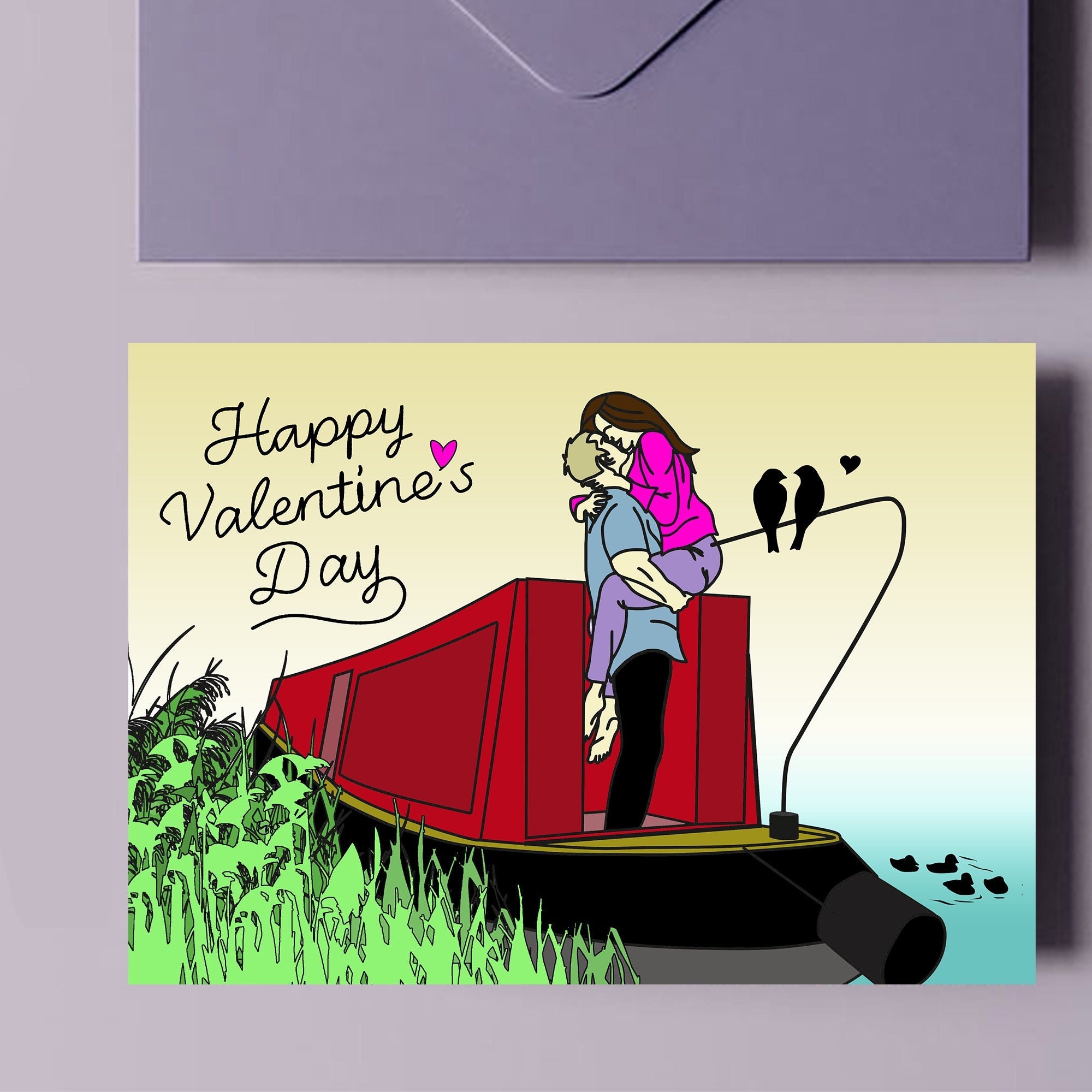 Valentine's Narrowboat Card Barge Canal Boat - Etsy UK
