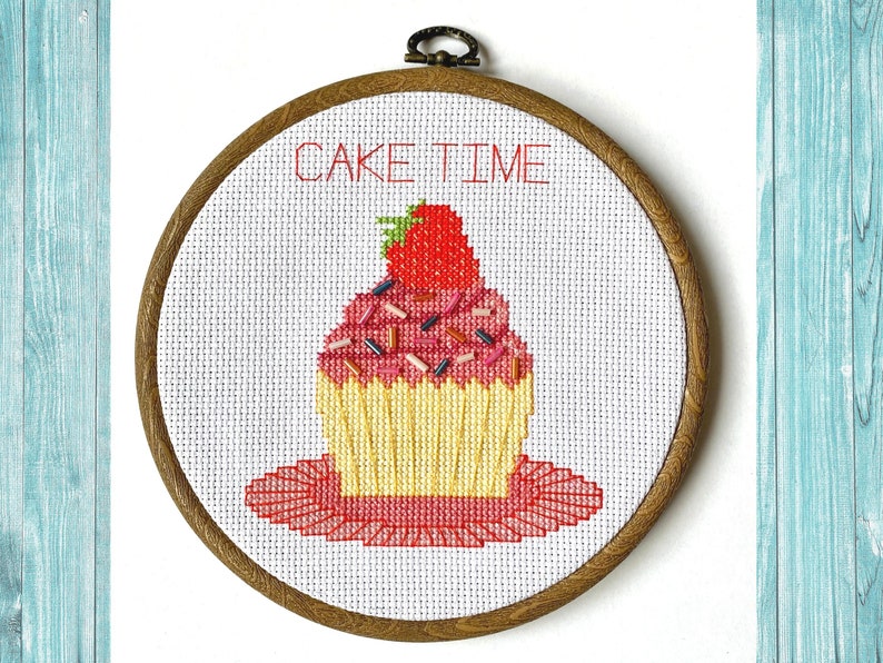 Cake Time Cross Stitch Pattern Cake Cross Stitch Cupcake - Etsy