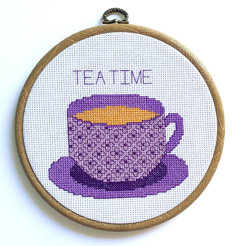 Tea Time Cross Stitch Kit Tea Cup and Saucer Purple Tea - Etsy UK