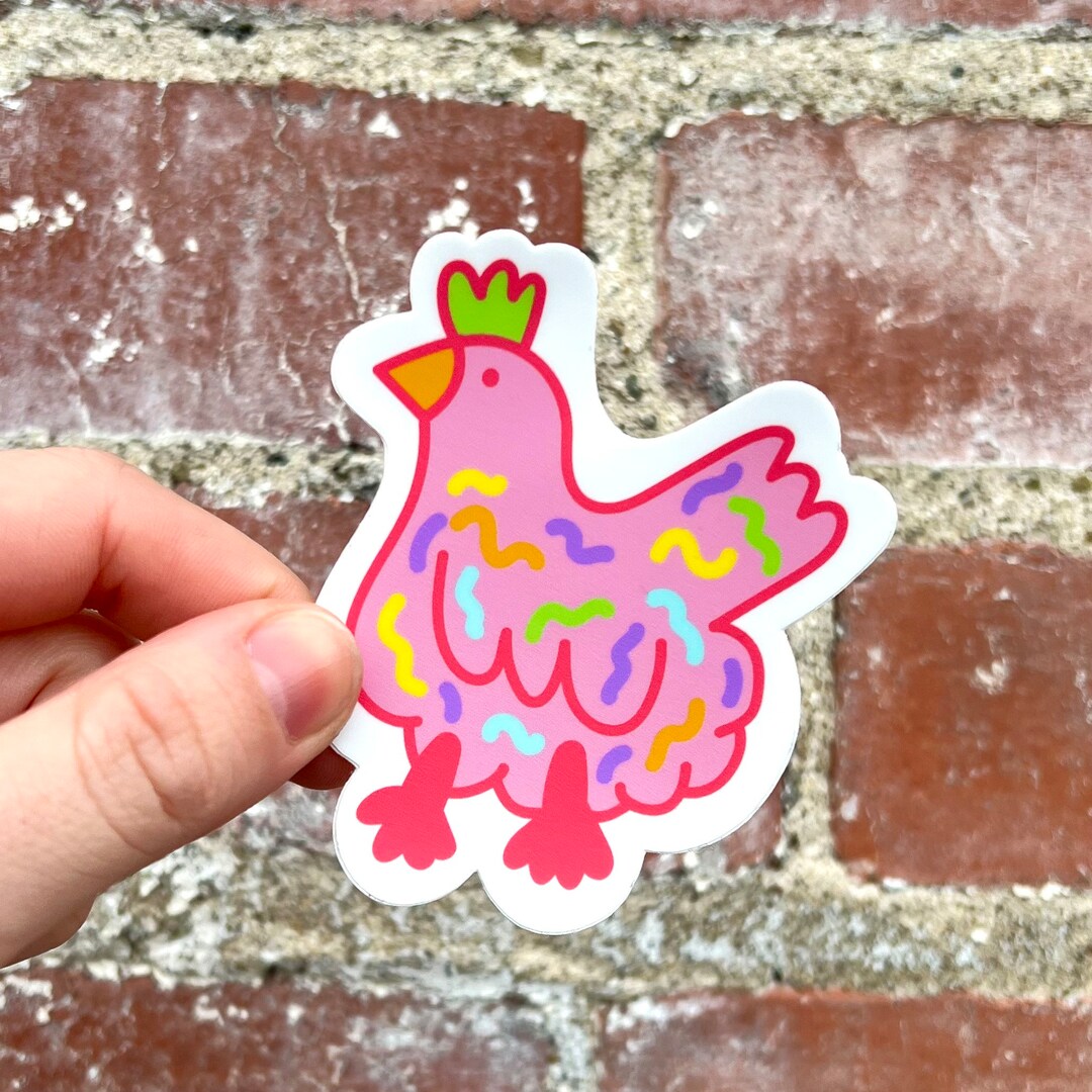 Squiggle Chicken Vinyl Stickercute Chicken Stickerfarm Animal ...