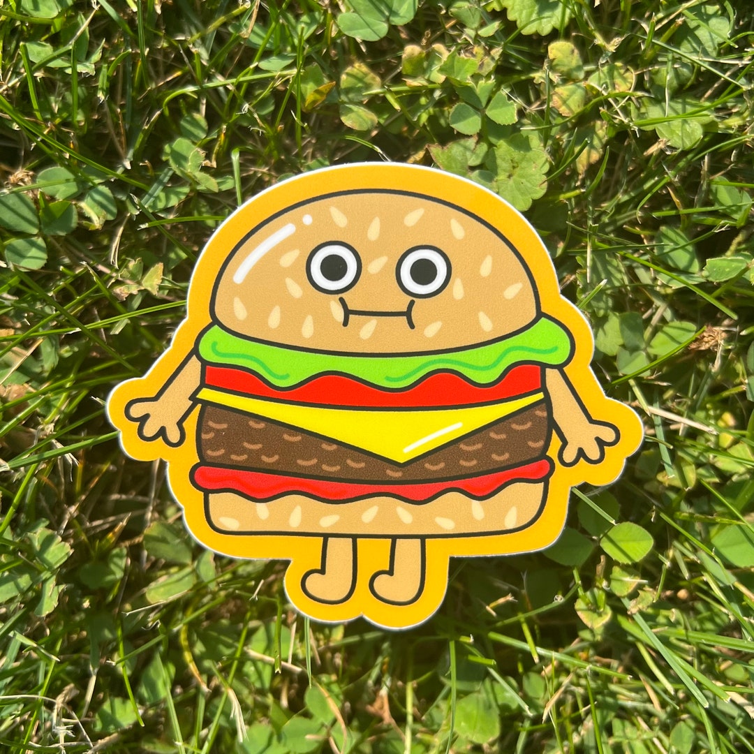 Hamburger Sticker | Weatherproof Vinyl Sticker| Cute Sticker| Junk Food ...