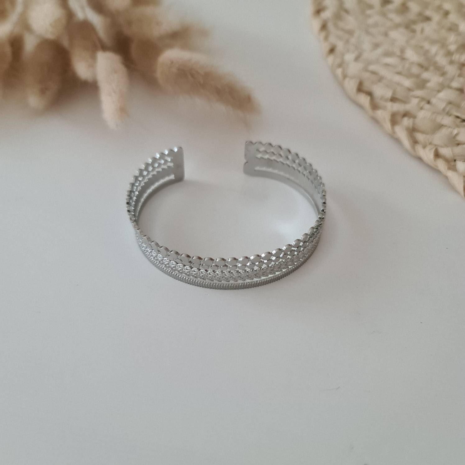 Jonc en acier inoxydable argenté ajustable jonc femme idée - Etsy France