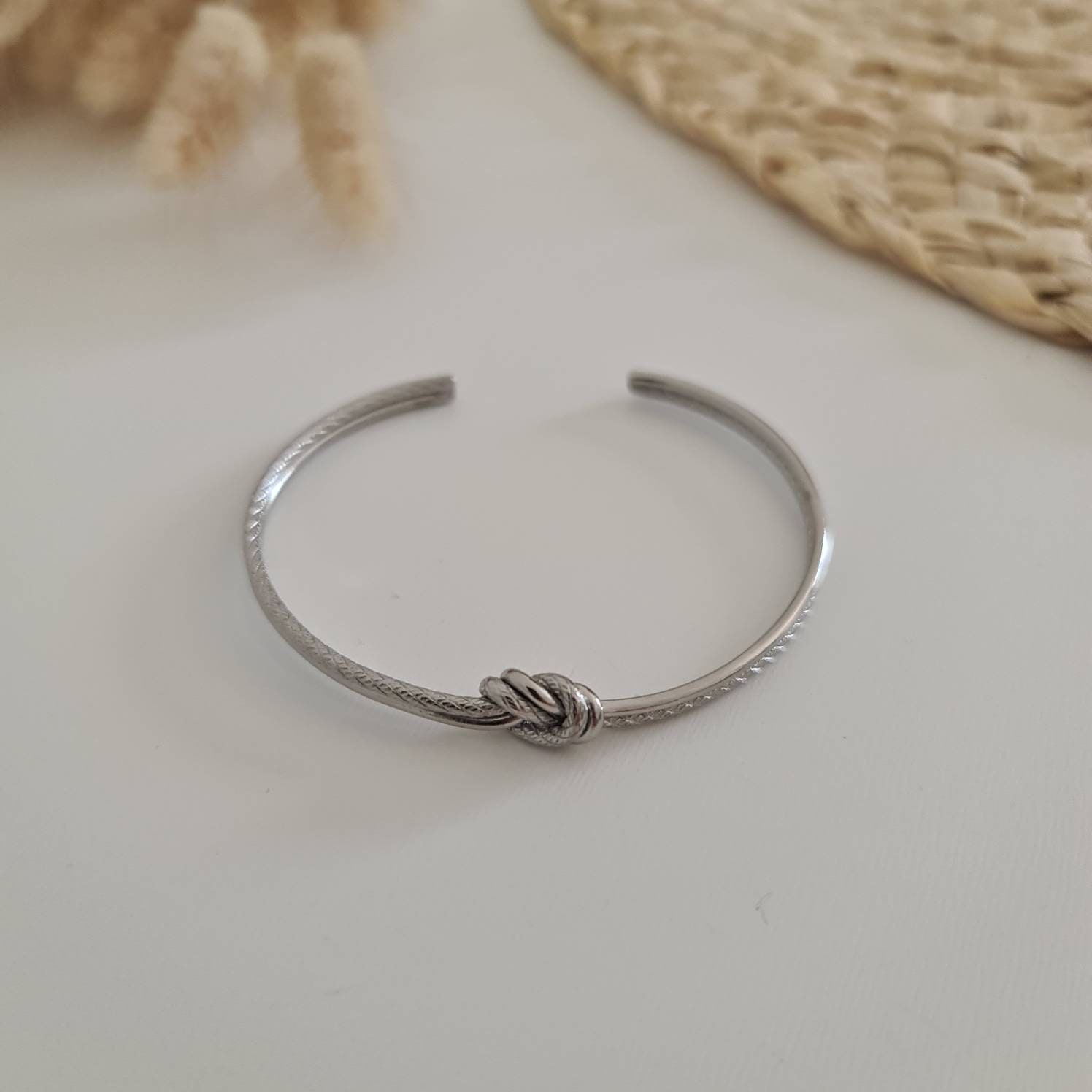 Jonc en acier inoxydable argenté ajustable, Bracelet femme jonc femme ...