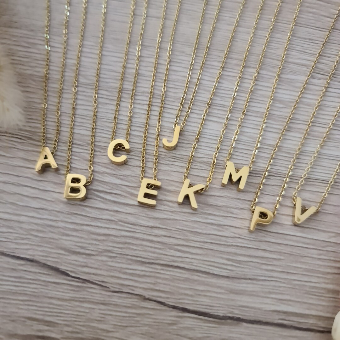 Personalized Women's Letter Necklace A to Z in Golden Stainless Steel ...