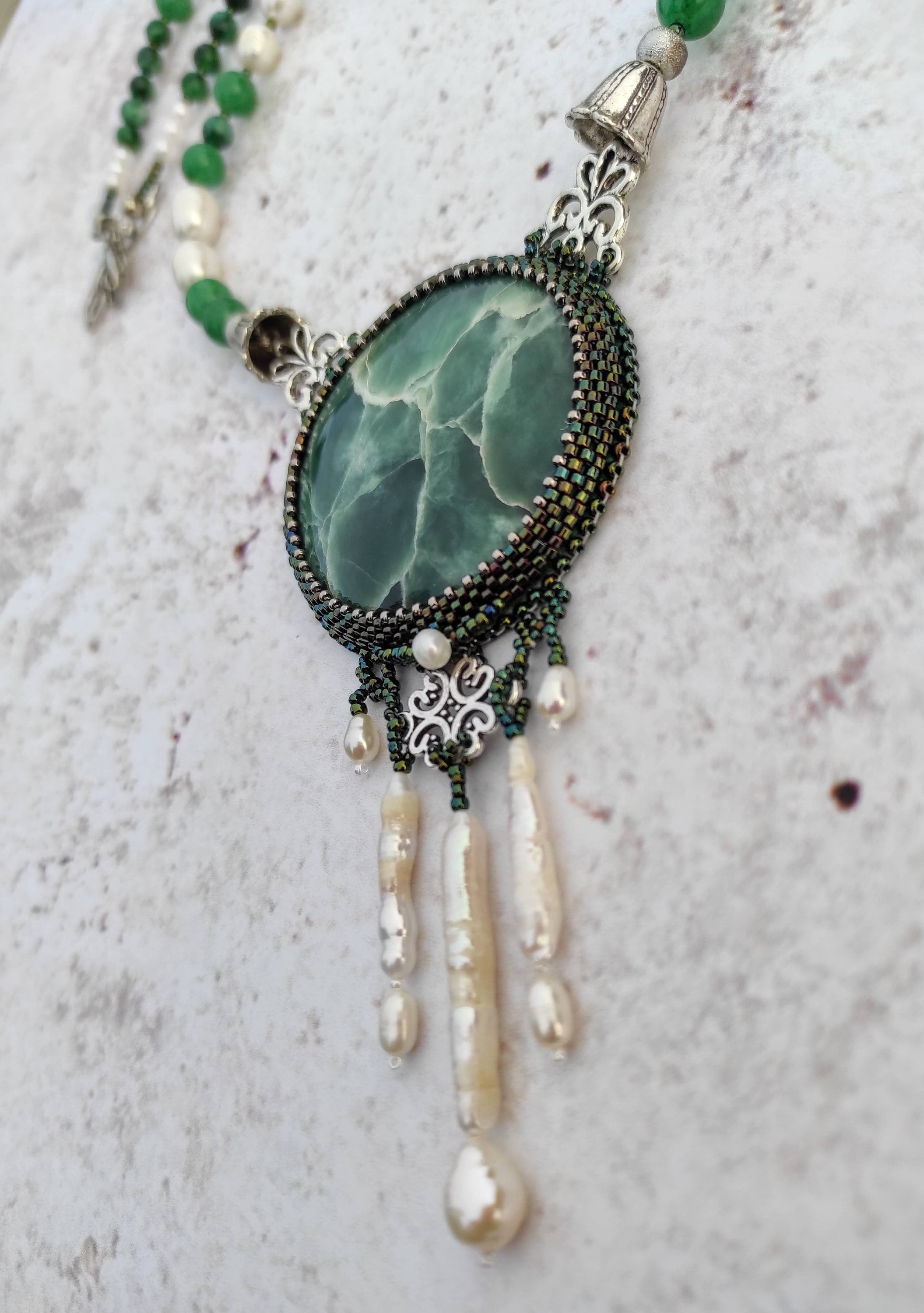 Necklace With Ophite noble Serpentine - Etsy