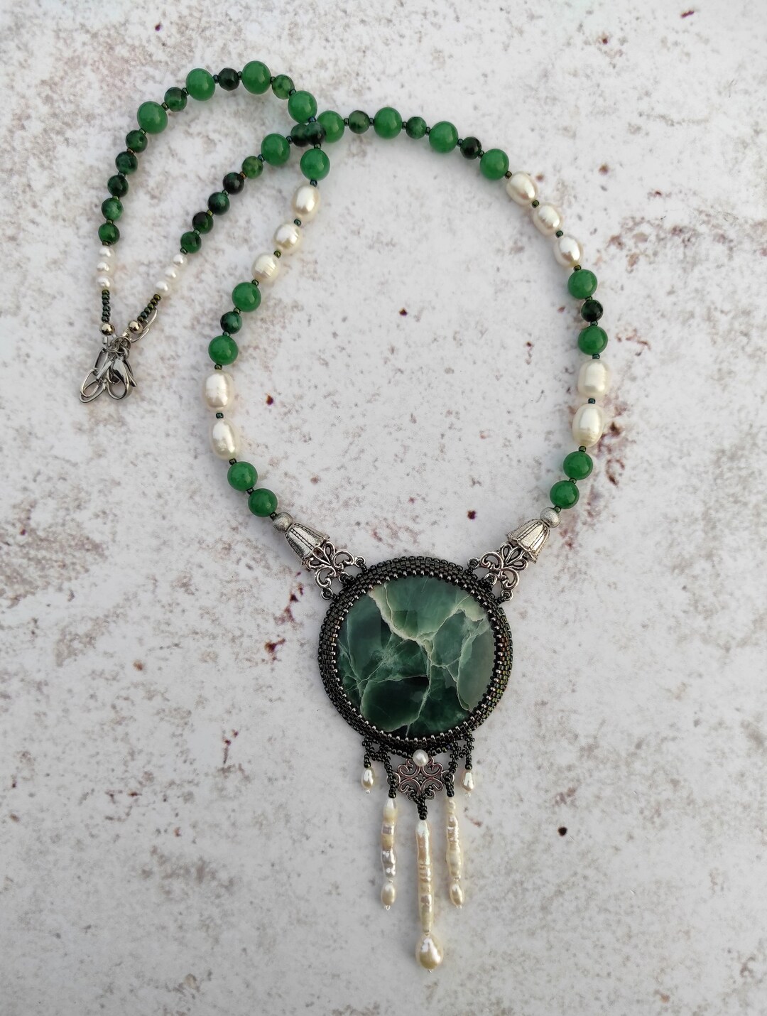 Necklace With Ophite noble Serpentine - Etsy