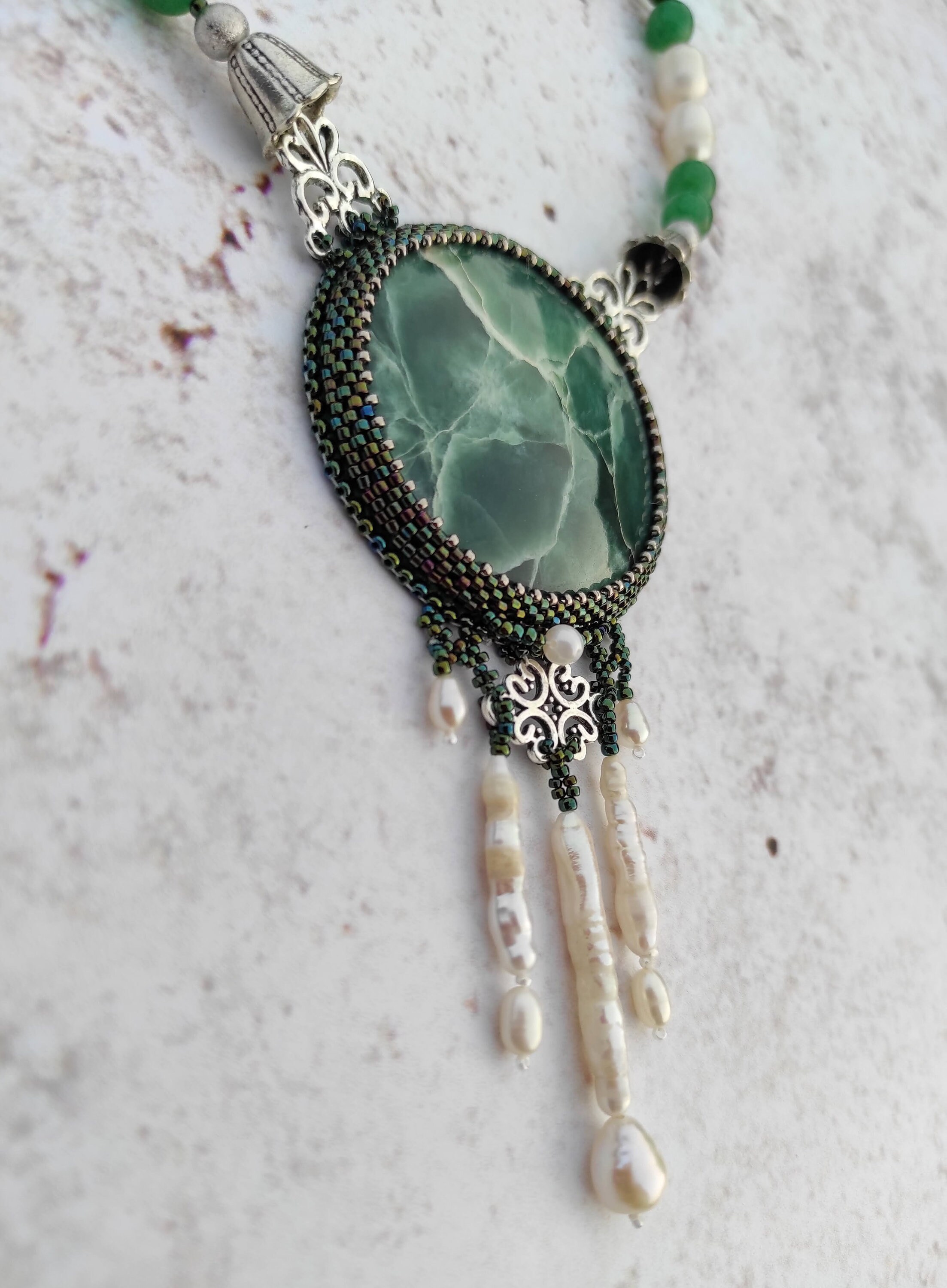 Necklace With Ophite noble Serpentine - Etsy