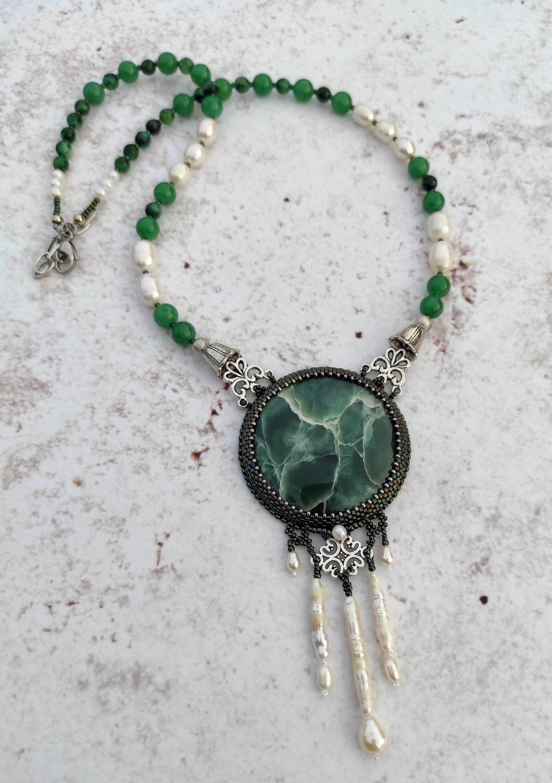 Necklace With Ophite noble Serpentine - Etsy