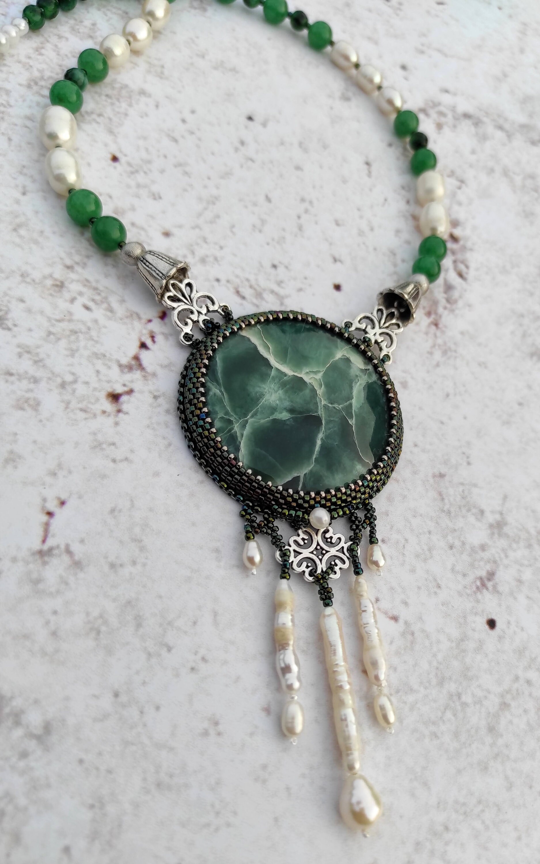 Necklace With Ophite noble Serpentine - Etsy