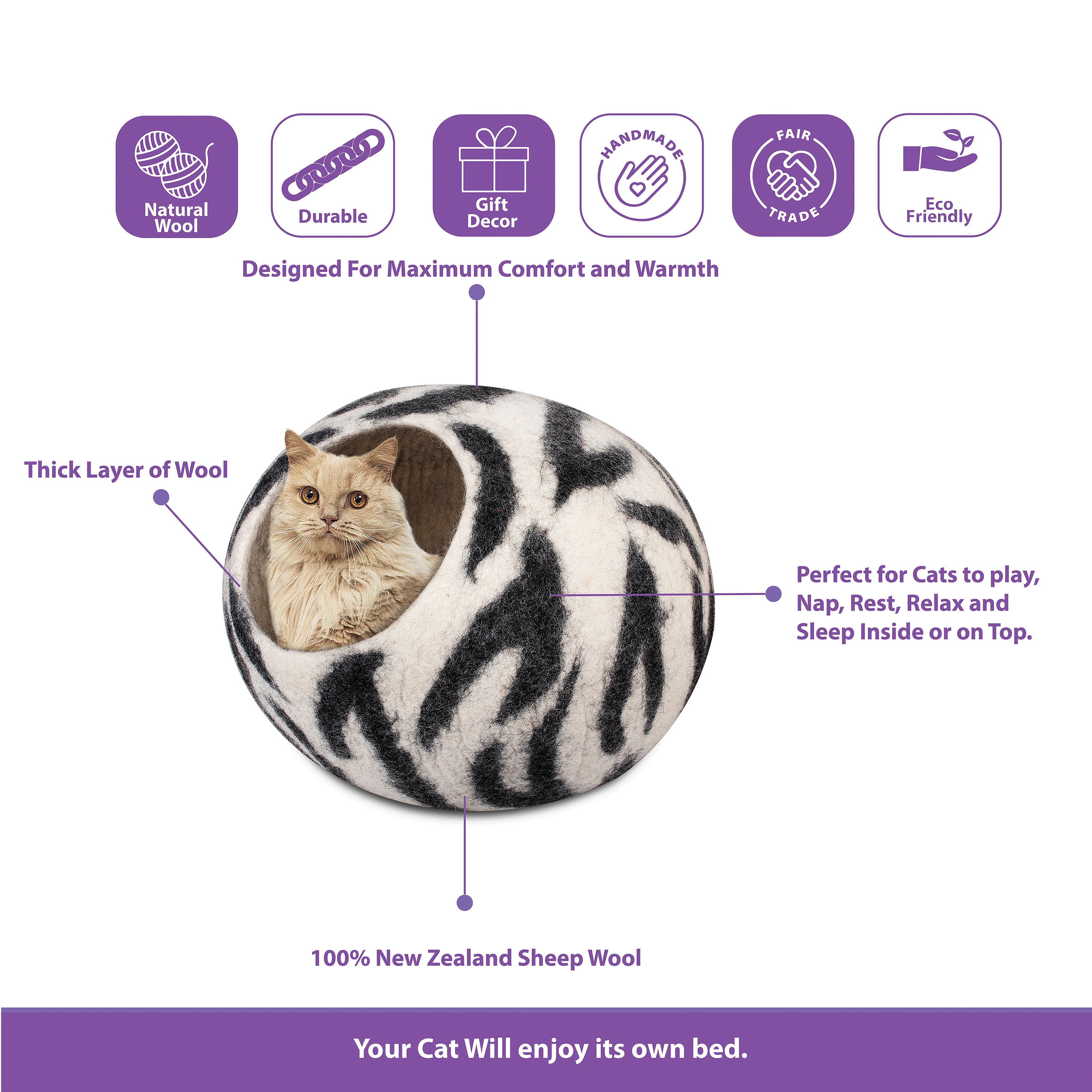 Cat Wool Cocoon /cat Cave Bed / Cozy Kitty House / Pet | Etsy