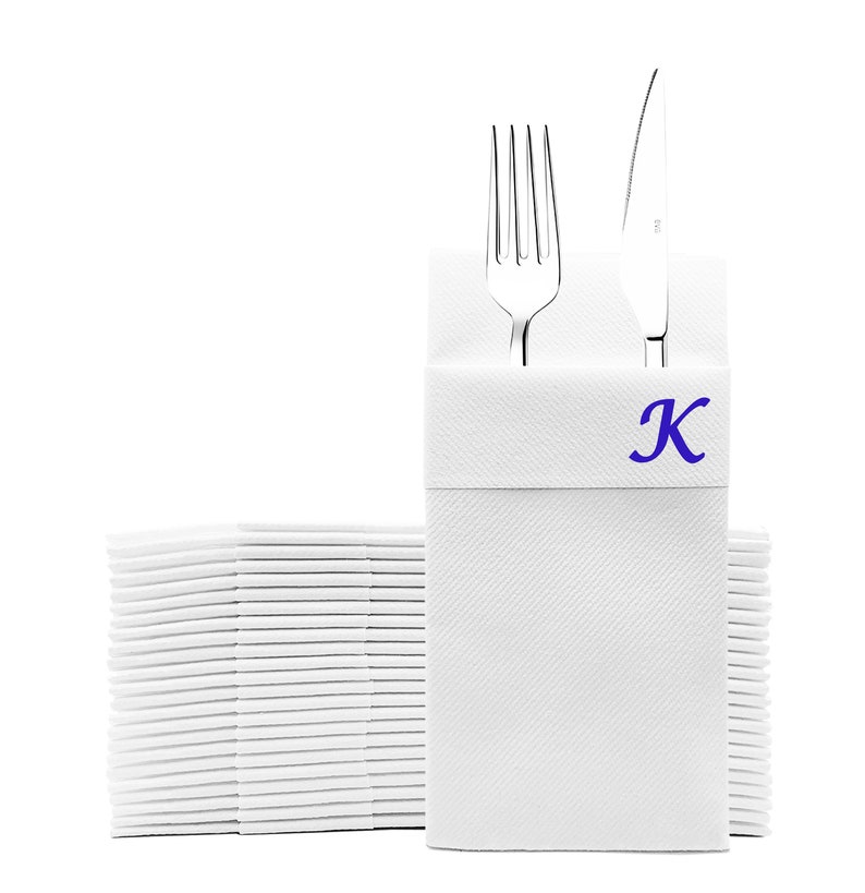 Monogram Printed Napkin , Perfect Size Linen-like Handmade Disposable ...