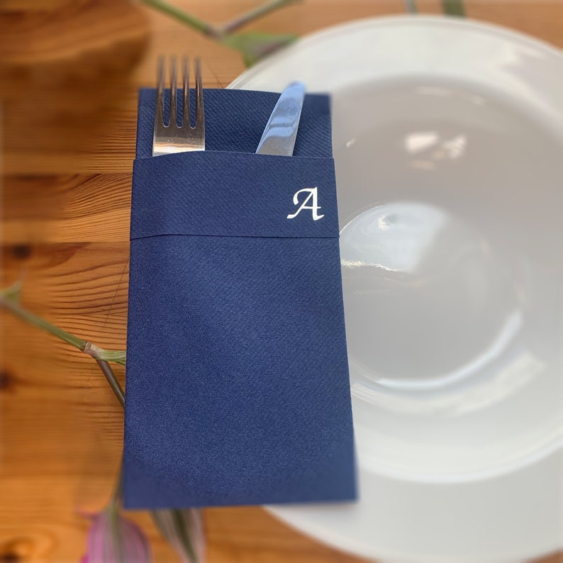 Monogram Printed Napkin , Perfect Size Linen-like Handmade Disposable ...