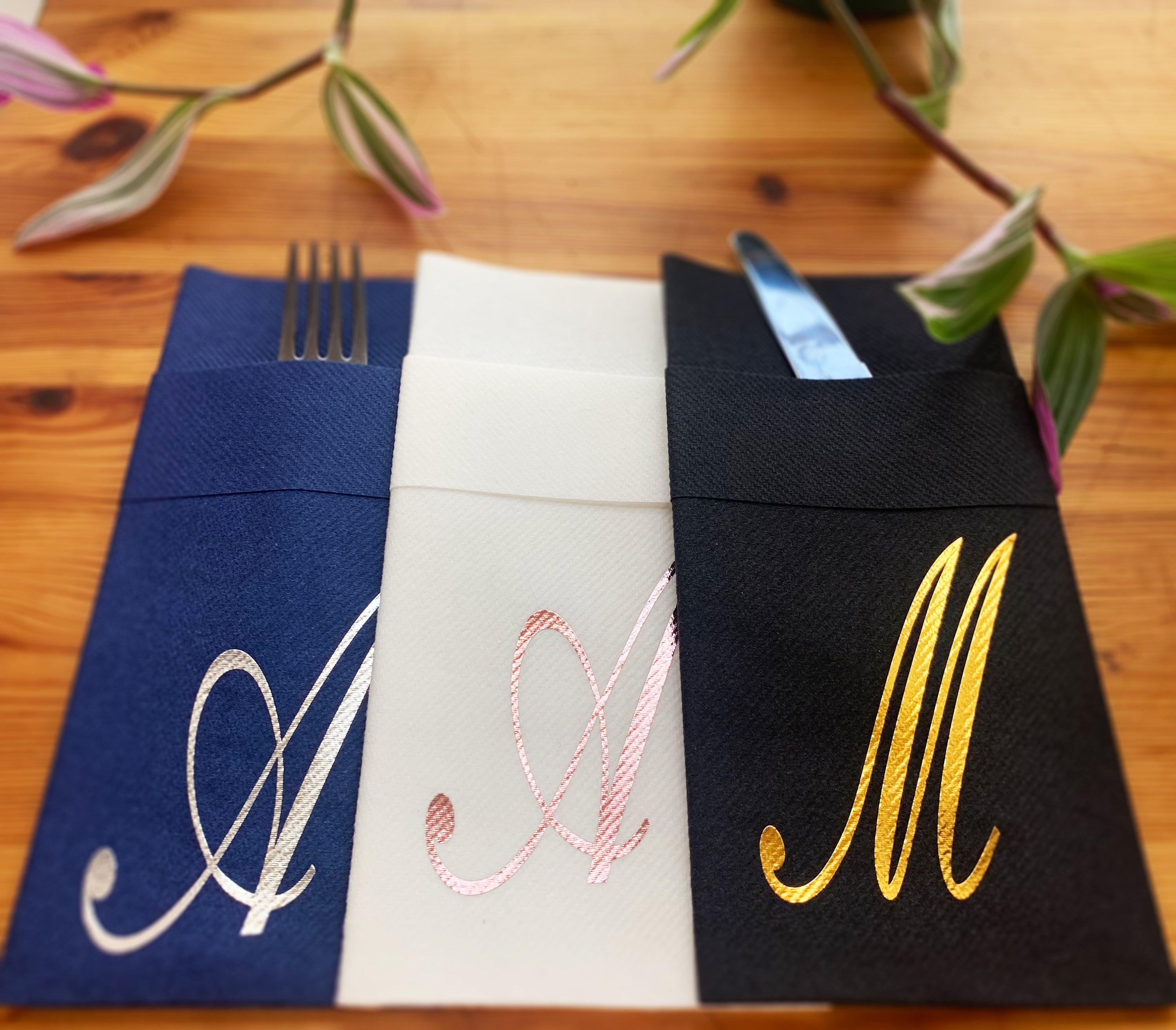 Monogram Printed Napkin , Perfect Size Linen-like Handmade Disposable ...
