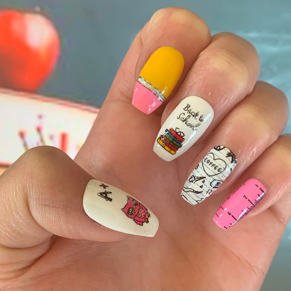 School Nails - Etsy