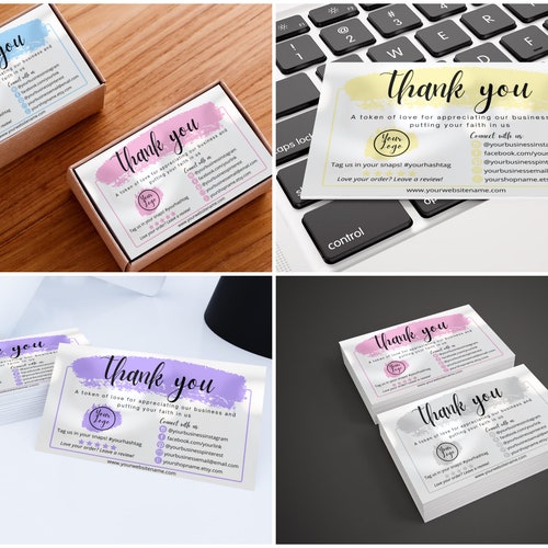 Editable Thank You Coupon Card Customizable Insert Card Pink - Etsy ...