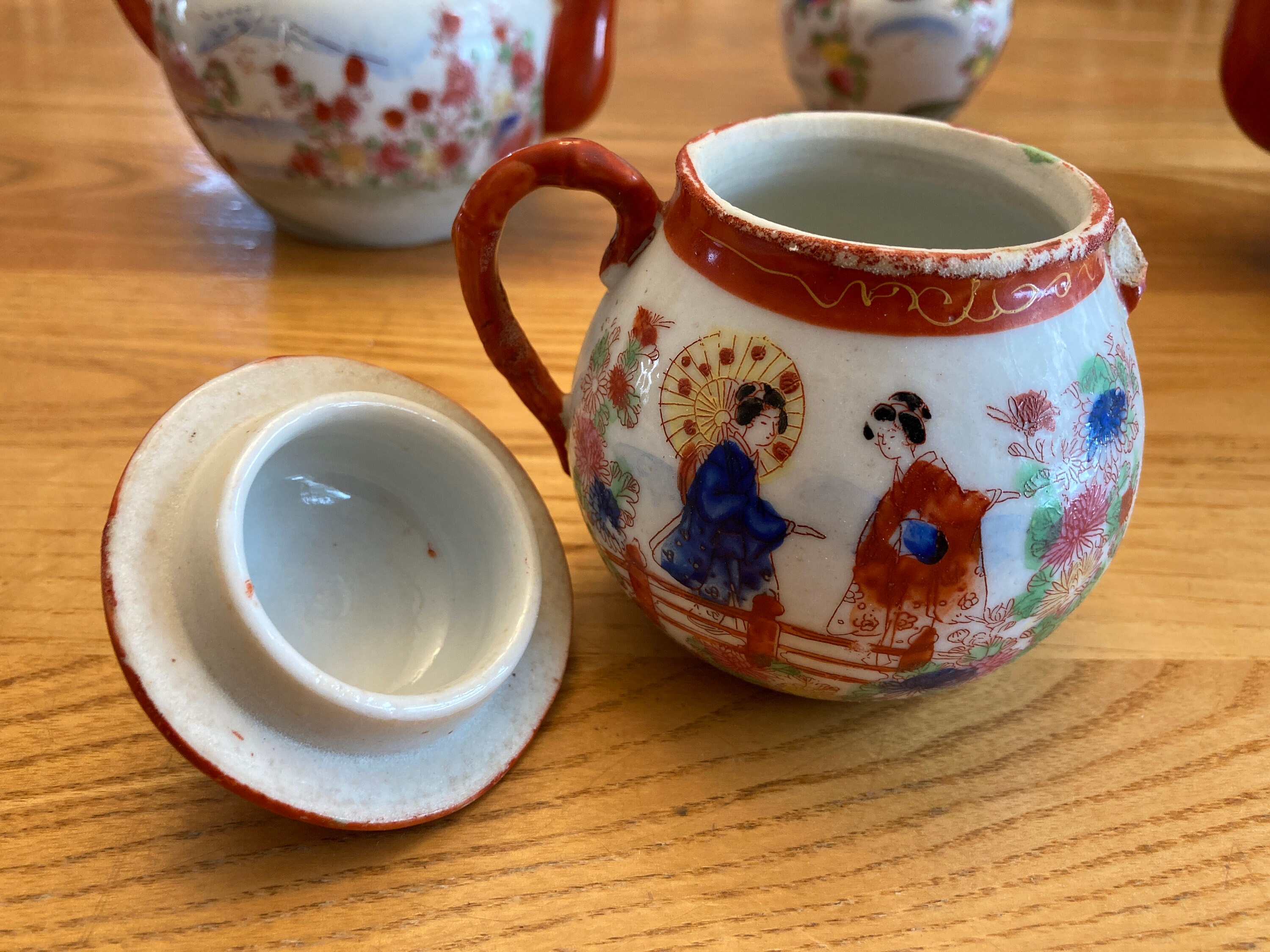 Vintage 1950s Japanese Tea Set Nippon Geisha Hand-painted Glazed ...