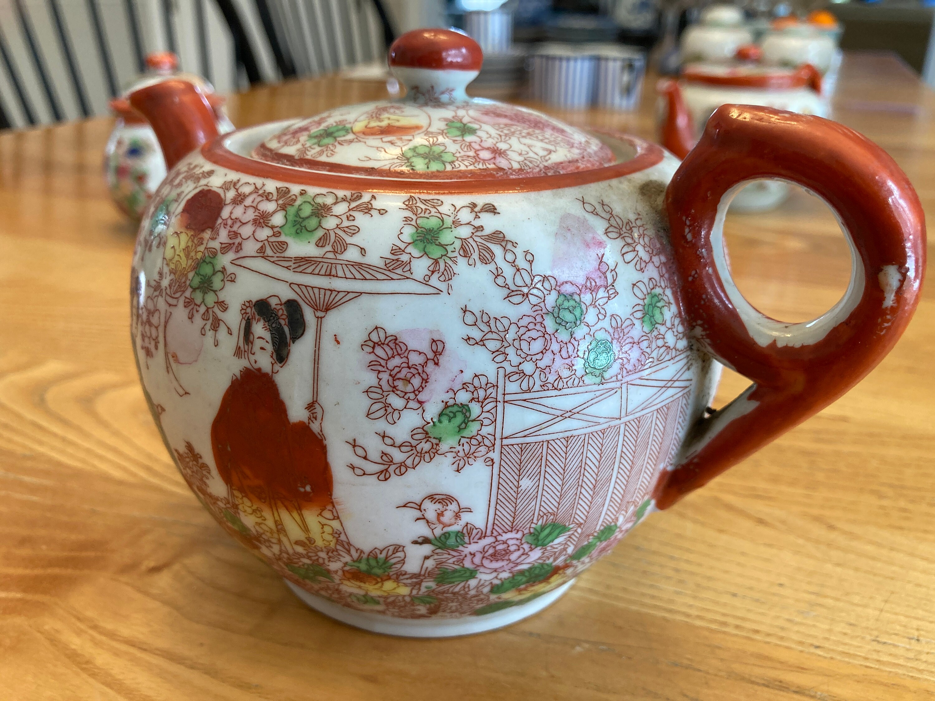 Vintage 1950s Japanese Tea Set Nippon Geisha Hand-painted Glazed ...