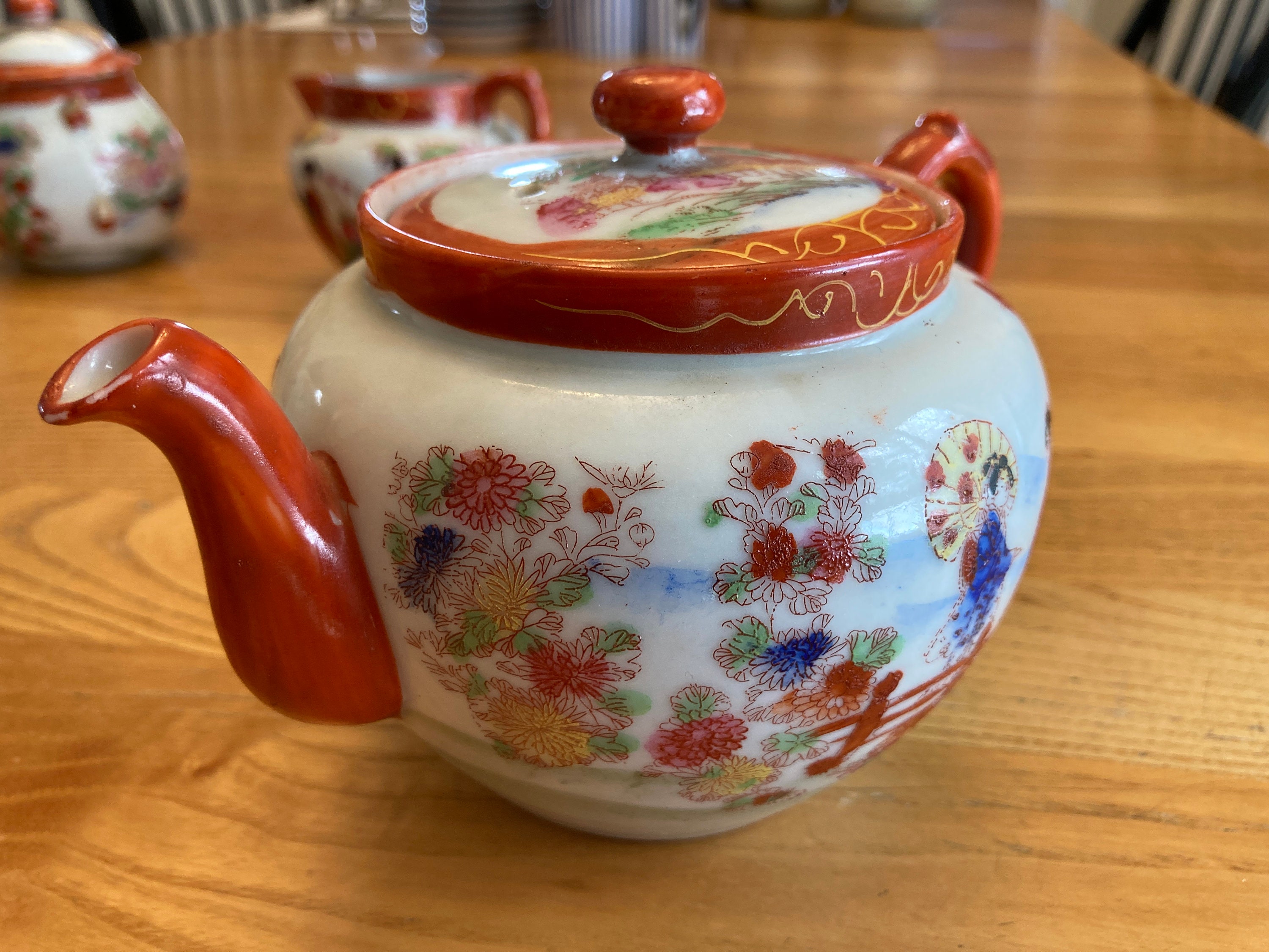 Vintage 1950s Japanese Tea Set Nippon Geisha Hand-painted Glazed ...