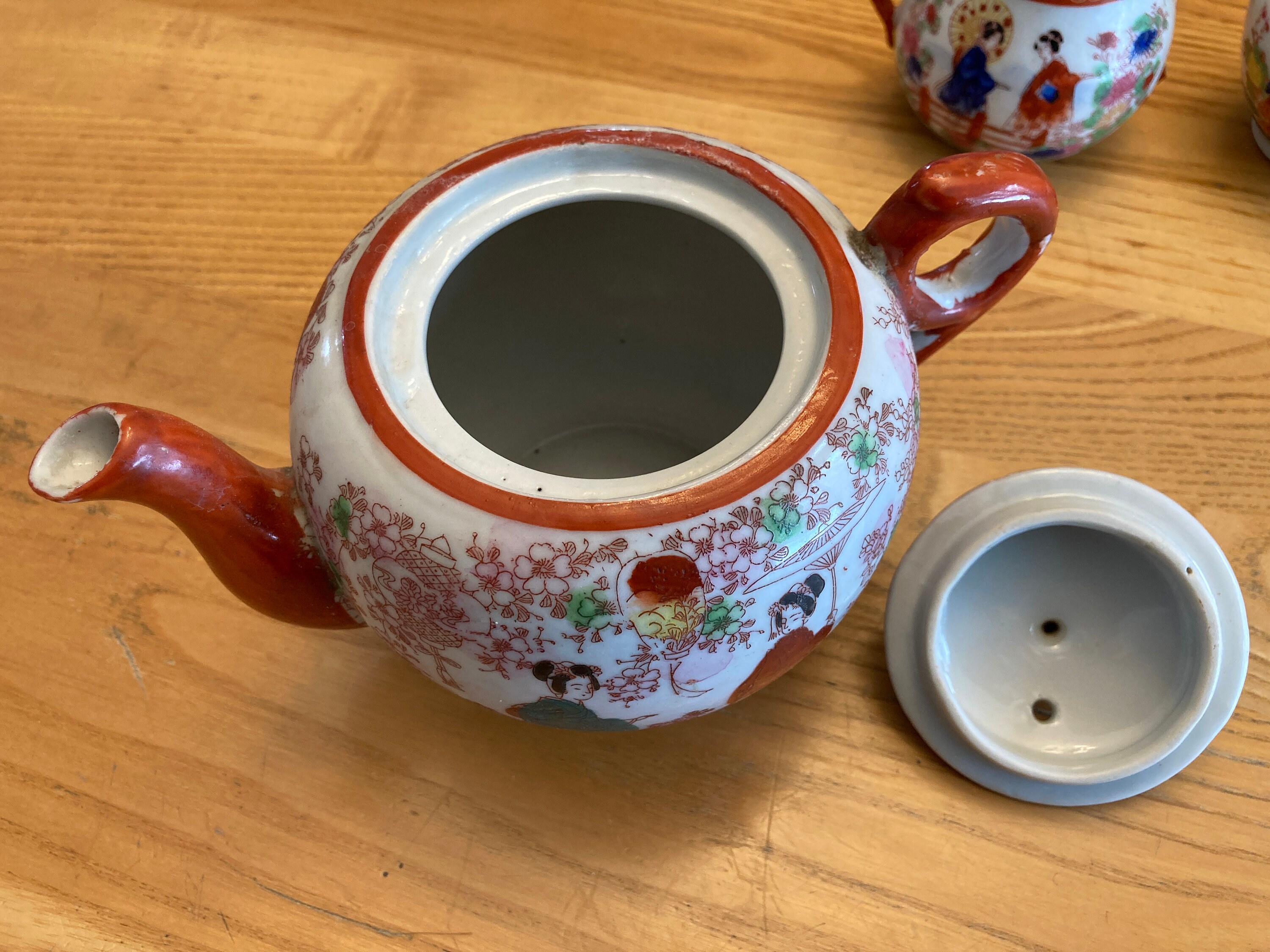 Vintage 1950s Japanese Tea Set Nippon Geisha Hand-painted Glazed ...