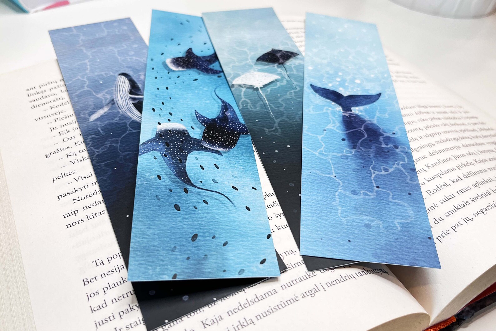 Watercolor Print Bookmarks Set of Laminated Bookmarks Double Sided ...