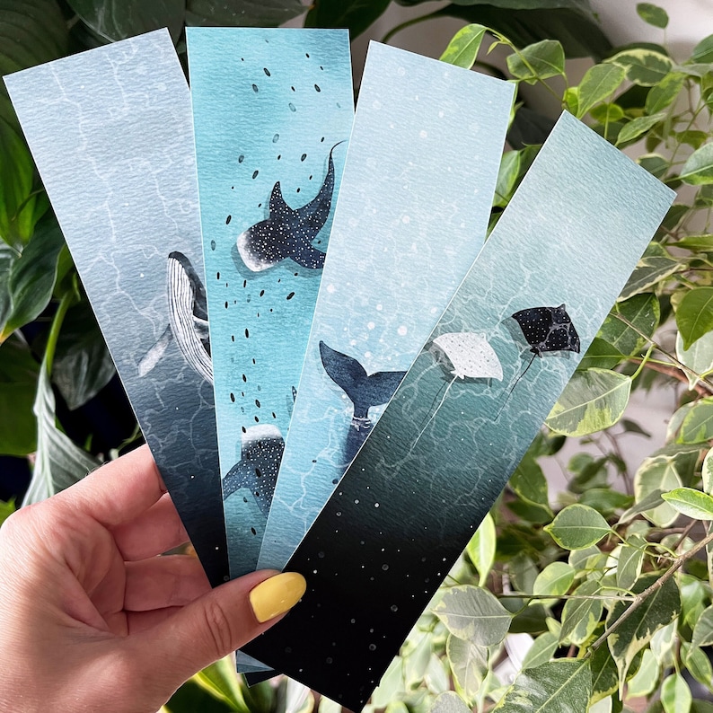Watercolor Print Bookmarks Set of Laminated Bookmarks Double Sided ...