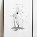 Cute Rabbit A4 Poster, Black and White Animal Art Print, Simple Bunny ...