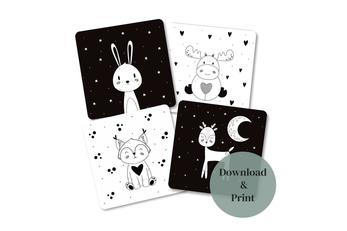 Printable Sensory Baby Cards Print at Home Infant Flashcards for ...