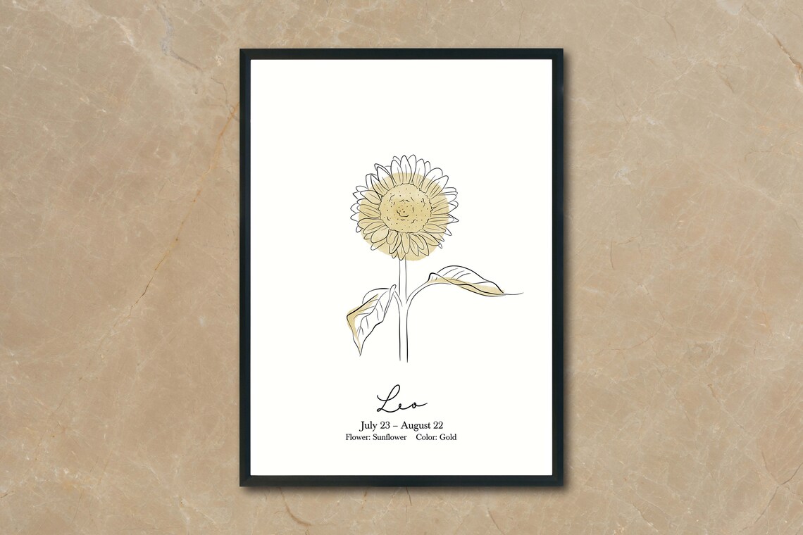 Leo Printable Illustration Minimal Zodiac Artwork Simple Leo Drawing ...